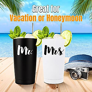 All Luxy Mr and Mrs Tumblers - Stylish Mr and Mrs Cups Gifts for Newlyweds - Future Mr and Mrs Wine Tumblers - Perfect His and Hers Newly Wedding Mugs Presents for the Couple