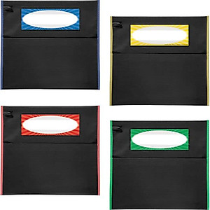 Really Good Stuff Store More Black Grouping Chair Pockets - 4-Color Piping - Set of 32