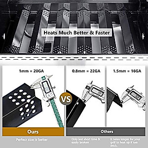 Criditpid Grill Heat Plate Shield, Burner Cover, Flame Tamer for Grill Master 720-0697, 720-0737, Porcelain Steel Gas Grill Replacement Parts for Nexgrill 720-0830H 720-0783E 720-0882A 720-0896B.