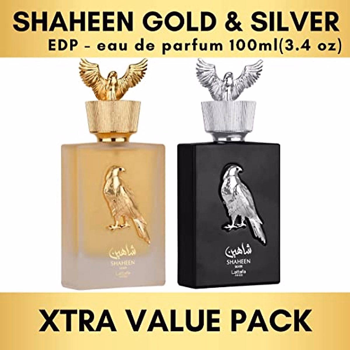 Lattafa Perfumes Shaheen Value Pack - Shaheen Gold & Silver By Lattafa Pride EDP - 100ml(3.4 oz)