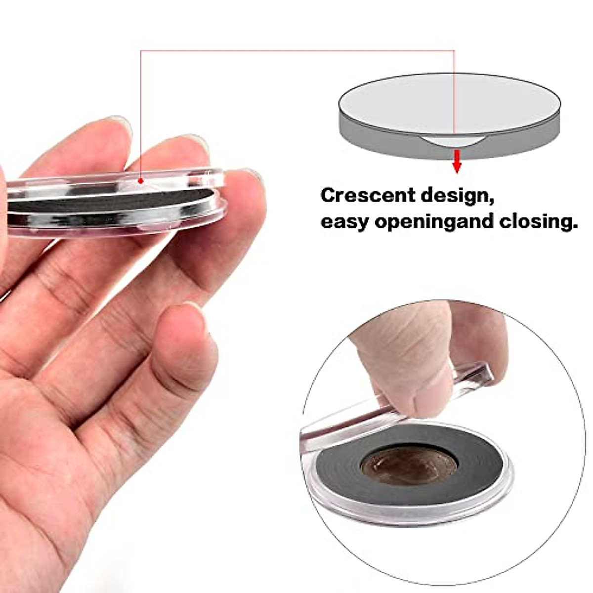 96 Pieces 46mm Coin Capsules, with Foam Gasket and Plastic Storage Organizer Box, 6 Sizes (20/25/27/30/38/46mm) Coins Collector Case Holder for Coin Collection Supplies(Black)