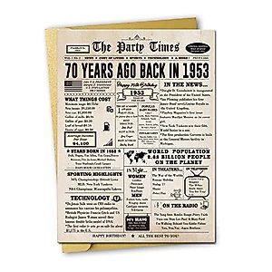 Giant 70th Birthday Card Decorations for Him Her, Cheers to 70 Years Old Birthday Ideas for Mom Dad, Happy 70th Birthday Gifts for Wife Husband, Gifts for 70 Birthday Party, Funny 1953 Bday Gift for Parents