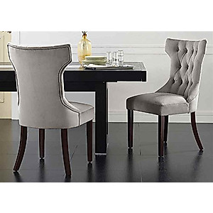 DHP Clairborne Tufted Dining Chair (2 Pack), Wood, Taupe / Espresso