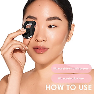 JAPONESQUE Travel Eyelash Curler, Black - Plastic Eyelash Curlers for Travel Makeup, Go Curl Lash Curler with Bonus Replacement Lash Pad - 1 Pack