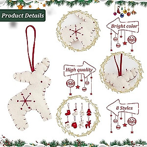 CRASPIRE 8pcs Felted Christmas Mittens Christmas Hand Decor with Cotton Rope Gloves Angel Sock Reindeer Xmas Hanging Ornament Felt Crafts for Christmas Tree Decorations Party Accessory