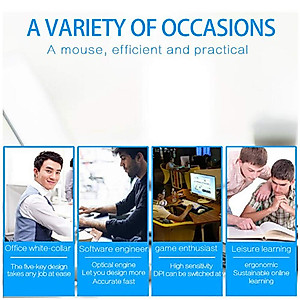 FLY WAY Left Handed Mouse,Ergonomic Vertical USB Wired Mouse 800/1200/1600 DPI Optical 6 Buttons Gaming Mice for PC Laptop Computer Desktop Mac (Left Hand)