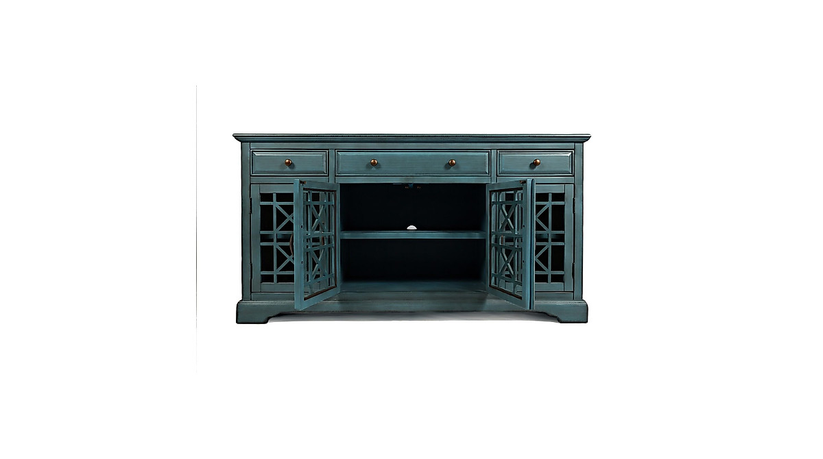 Benjara Koi 60" Antique Blue TV Console | Media & Sideboard