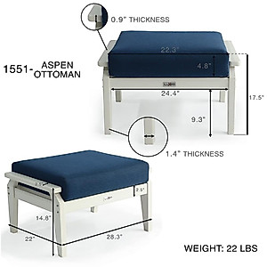LuXeo Aspen Gray Ottoman with Gray Cushion