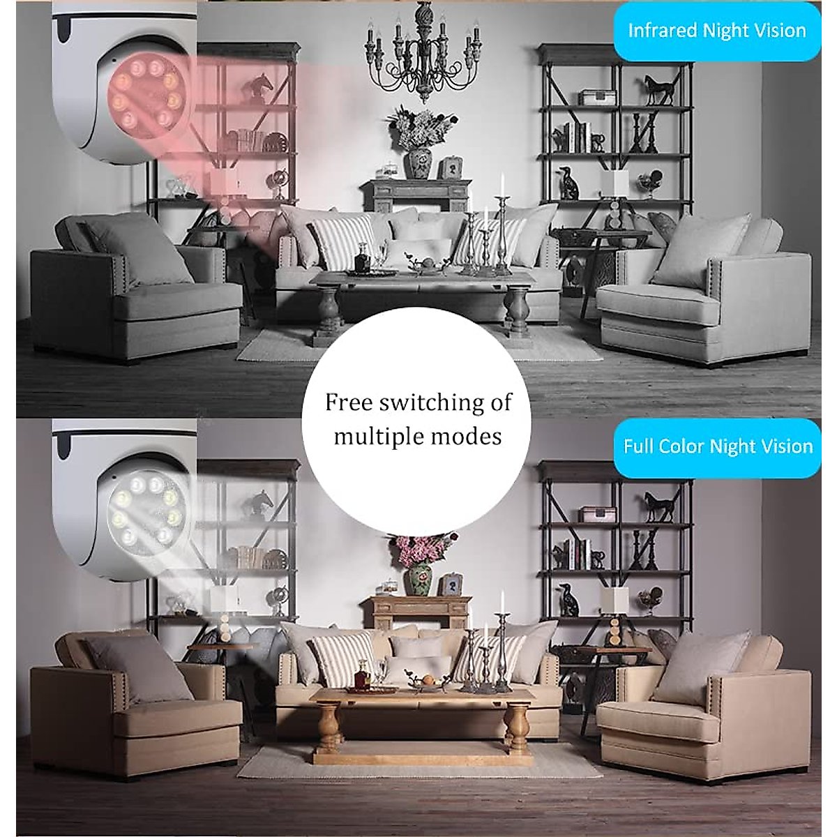 2 Pack 3MP Light Bulb Security Camera Wireless Outdoor, 360° Indoor WiFi Smart Light Socket Cameras for Home Security Cameras with Motion Detection and Alerts, 2-Way Audio, Compatible with Alexa