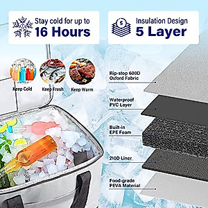 Famassi Cooler Bag 30/60 Cans, Collapsible Soft Cooler Insulated Leak Proof, Travel Cooler for Camping, Beach, Picnic, BBQ, Shopping, with Bottle Opener & Removable Shoulder Strap