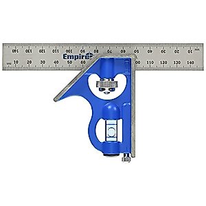 Empire Level E255M 6-Inch Pocket Combination Square With Stainless Steel Blade, Metric Graduations and True Blue Vial