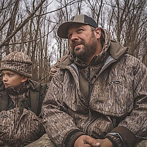 Drake Waterfowl Men's MST Endurance Soft Shell Camo Hunting Warm Quarter-Zip Hoodie with Chest Pocket & 2 Hip Zipper Pockets, Mossy Oak Bottomland, Large