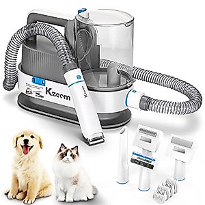 Kzoom Pet Clipper Grooming Kit with Vacuum Suction and Vacuum Picks Up 99% Pet Hair,2.5L Large Capacity Pet Hair Collection Box,Low Noise Pet Grooming Vacuum with Dog Clippers (White 2)