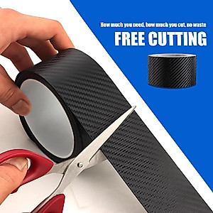 GKmow 1 PC Car 3D Carbon Fiber Sticker, 1.96In x 32.8Ft Self-Adhesive Multi-Purpose Decorative Car Sticker, Personalized and Creative PVC Decorative Accessories, Suitable for Most Models (Black)