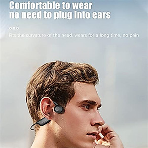 LOUS Wireless Bluetooth Osteoconductive Headset - Outdoor Stereo Earbuds Earphone Sports Waterproof Headset Microphone - Noise Reduction Earbuds for Working Outdoor Office Driving Travel, Black