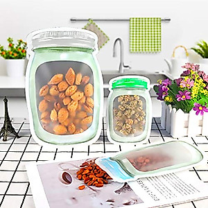 Enkrio 20 Pack Reusable Mason Jar Bags Reusable Mason Jar Ziplock Bags Food Storage Bag for Kitchen Food Snack Sandwich Leakproof Snacks Food Saver Bags