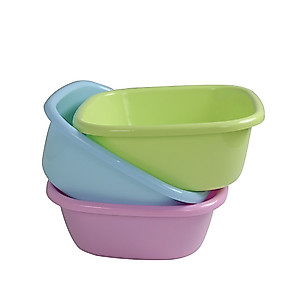 Cand Plastic Square Wash Basin, 12 Quart Dish Tubs, 3-Pack