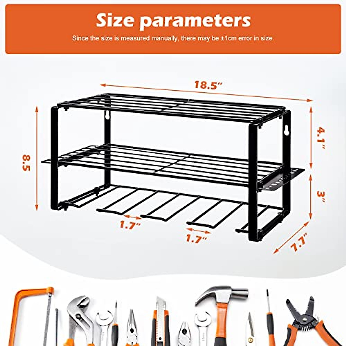 Homde Power Tool Organizer Holder Wall Mount Garage Tool Organizers and Storage, Heavy Duty Tool Shelf Rack Utility Storage Rack, Black