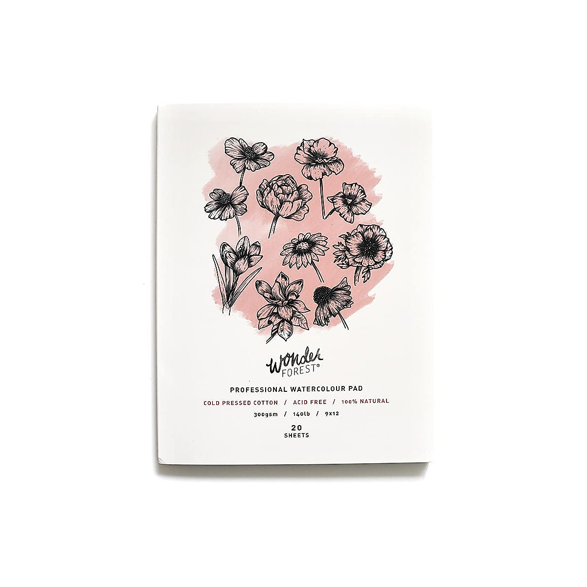 Wonder Forest Professional Watercolour Pad - Cold Pressed 9x12 Cotton Paper 20 Sheets