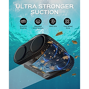 WYBOT C1 Cordless Robotic Pool Cleaners, Powerful Suction, Wall Climb Pool Robot with Intelligent Route Planning, Lasts 150Mins, Ideal for In-Ground Pools Up to 1,614 Sq.ft