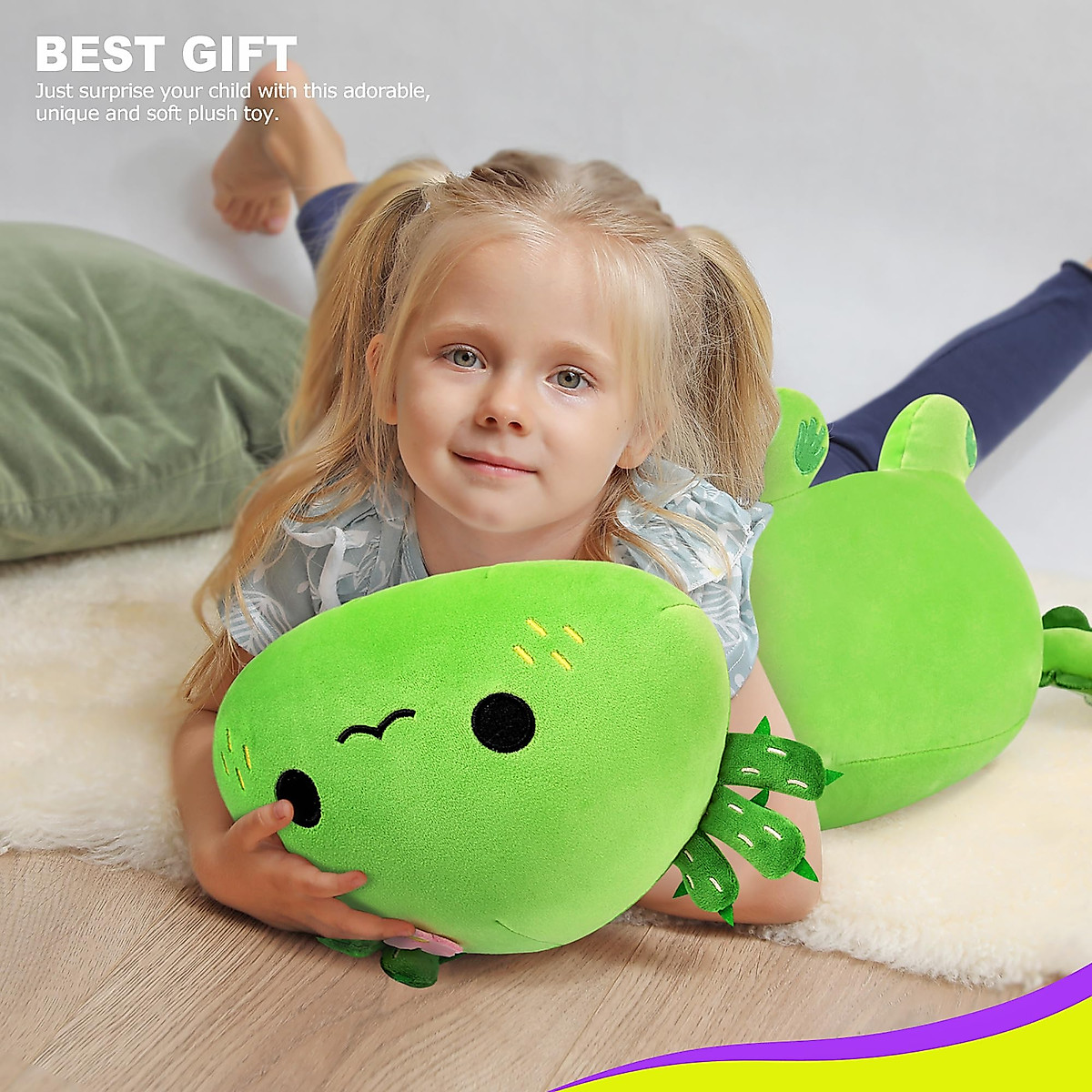 Onsoyours Cute Plush Cat Stuffed Animal Kitten Pet Soft Anime Lying Kitty Plush Toy Hugging Pillow for Kids (White, 13")