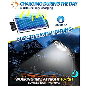 Jsieem 4000LM Solar Street Light Dusk to Dawn Outdoor Lighting Solar Flag Pole Light with Motion Sensor and Remote Control