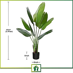 CROSOFMI Artificial Bird of Paradise Plant 4 Feet Fake Tropical Palm Tree with 8 Leaves,Perfect Faux Plants in Pot for Indoor Outdoor House Home Office Garden Modern Decoration Housewarming Gift