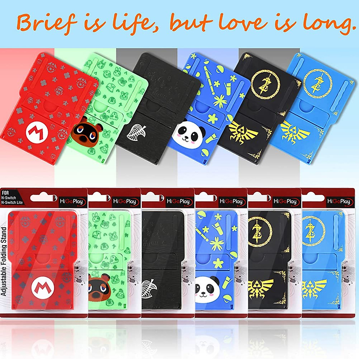 Busjoy Stand for Nintendo Switch, Switch OLED, Steam Deck, Switch Lite, Animal Crossing Angle Adjustable Swicth Holder, Portable Foldable Compact Non-Slip Bracket - Blue