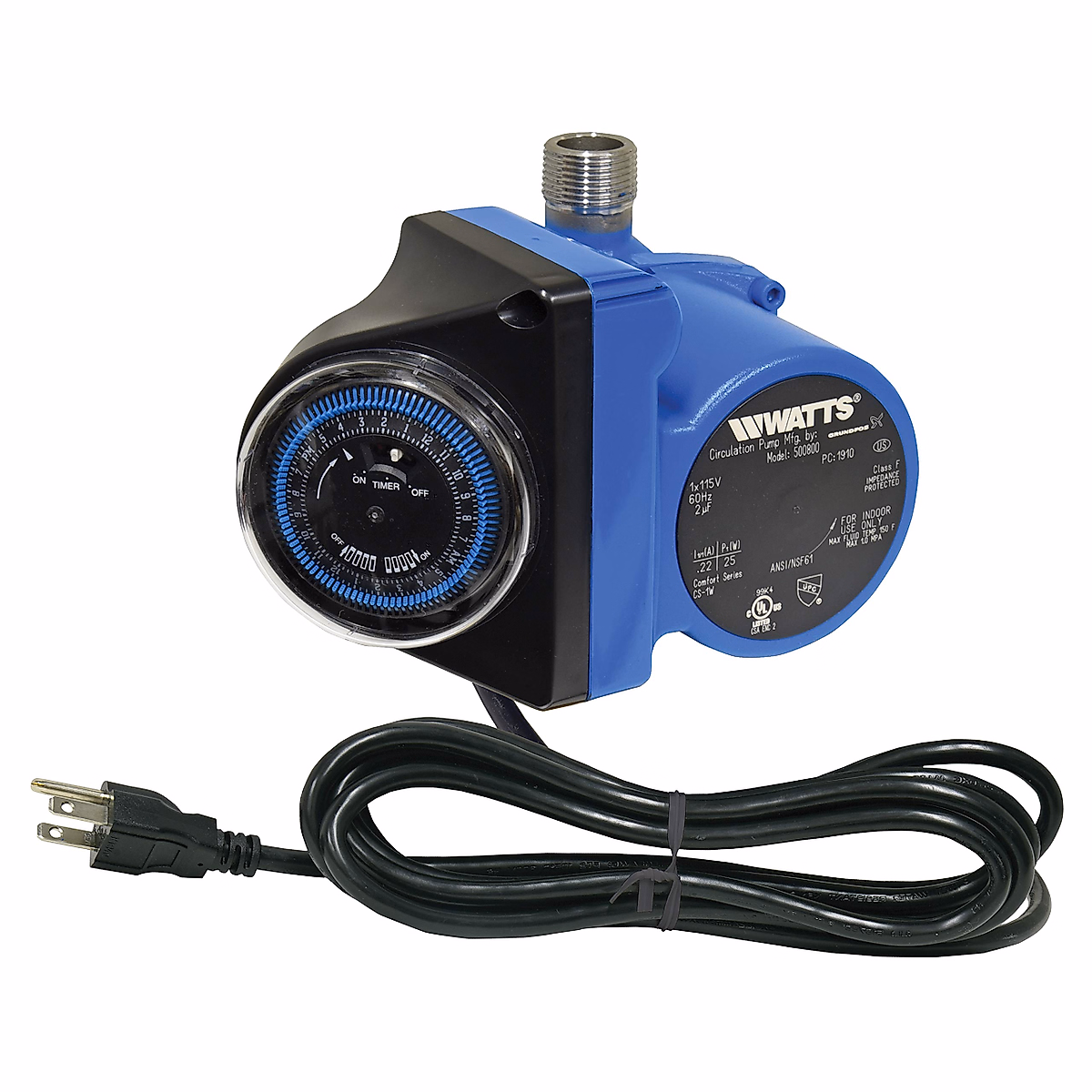 Watts Premier Extremely Quiet Instant Hot Water Recirculating Pump System with Built-In Timer for Tank Water Heaters, 6.2 Inches x 6.0 Inches x 5.0 Inches Device + Equipment