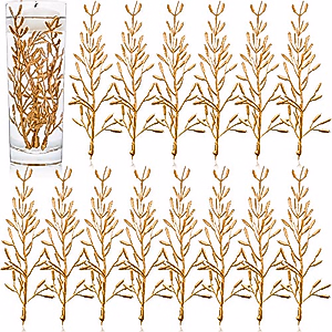 50 Pieces Faux Flowers for Floating Candles Floating Flowers Vase Fillers for Centerpieces Mini Flower Filling in Cylinder for Vases Filler Wedding Party Decor (Gold)