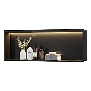 Neodrain Non-dimmable LED Light Shower Niche, Matte Black Wall Niche, 36"X12", Stainless Steel Bathroom Niche with LED Tube, Recessed Shower Niche Cubby for Shampoo, No Tile Needed