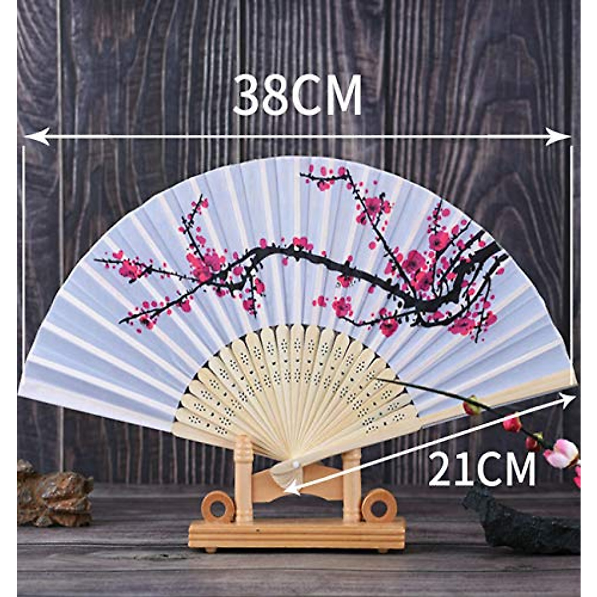 Delicate Cherry Blossom Design Folding Fan Favors Silk Folding Hand Fan Wedding Favors Gifts Favors Gifts Fan Girls Ladies Church Wedding Gift Party Favors DIY Decoration Music Festival Party Parade