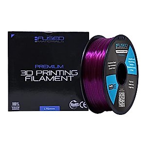 Fused Materials Transparent Purple PETG 3D Printer Filament - 1kg Spool, 1.75mm, Dimensional Accuracy +/- 0.03 mm, (Trans Purple)
