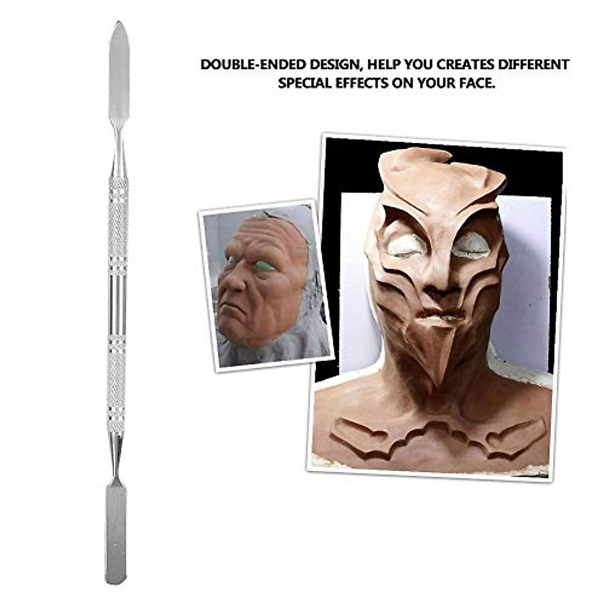 Salmue Modeling Scar Wax with Stainless Steel Double Ended Spatula Applicator Special Effects FX Makeup Tool for Theatrical Makeup and Halloween Fake Wound Moulding Scars Prosthetics(L)