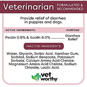 Vet Worthy Anti-Diarrhea for Dogs - Dog Supplement to Help Relieve Diarrhea, Stomach Upset, and Discomfort - 8oz