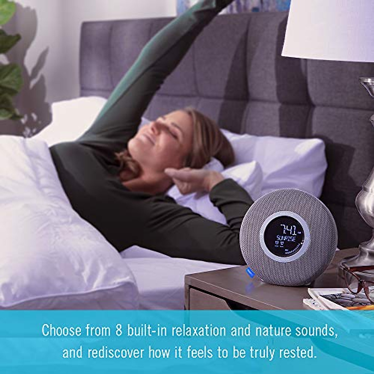 HoMedics® Deep Sleep Revitalize Sleep Sound Alarm Clock 9 Programs, 4 White Noises, 10 Sounds Incl. Nature/Meditation, Volume Control, Auto-Off Timer