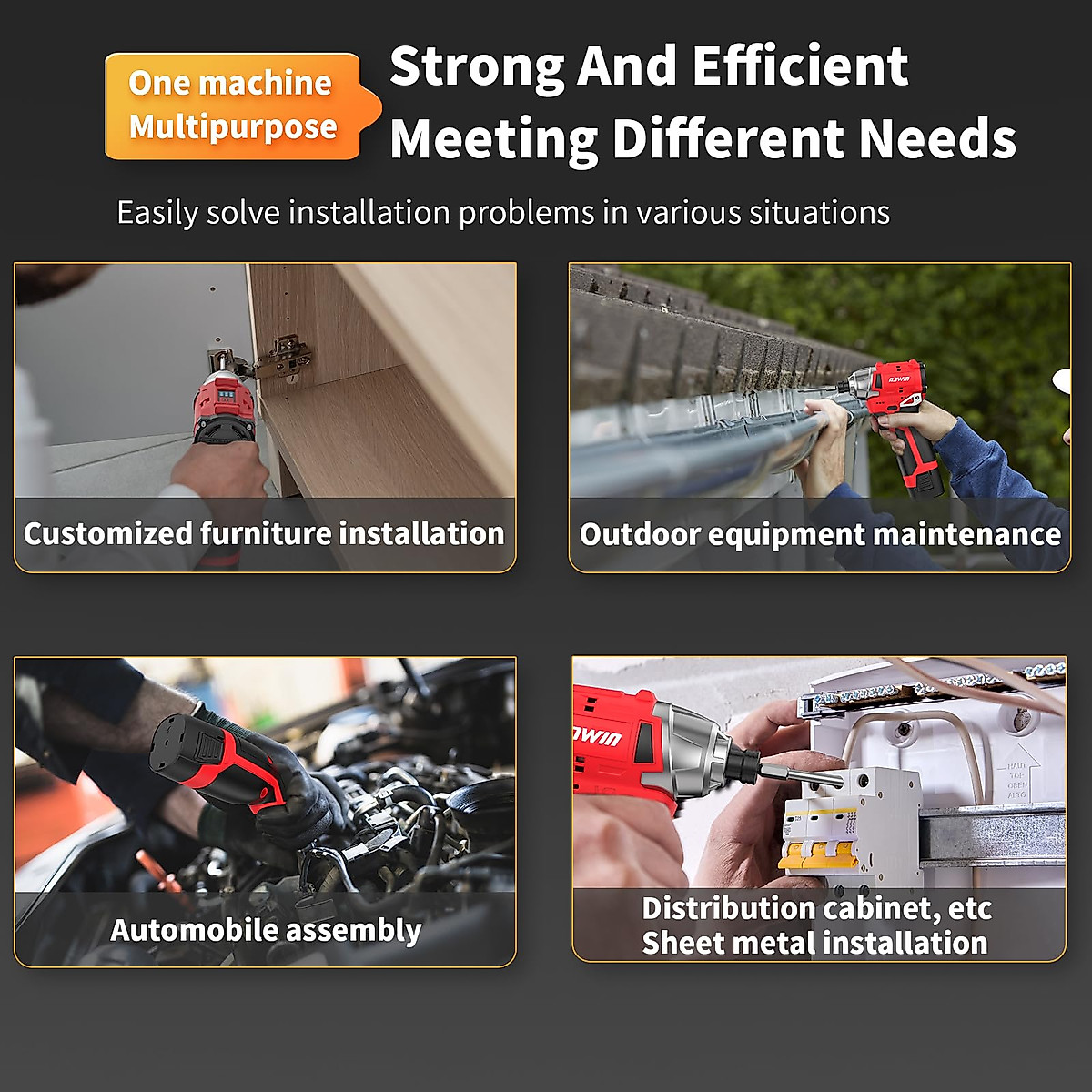 Cordless Impact Driver Kit 16.8V Max Torque 140Nm（105ft-lbs）High Rotation Electric Impact Driver Brushless Motor Continuously Variable Rechargeable 1/4" impact driver 2.0Ah Batteries