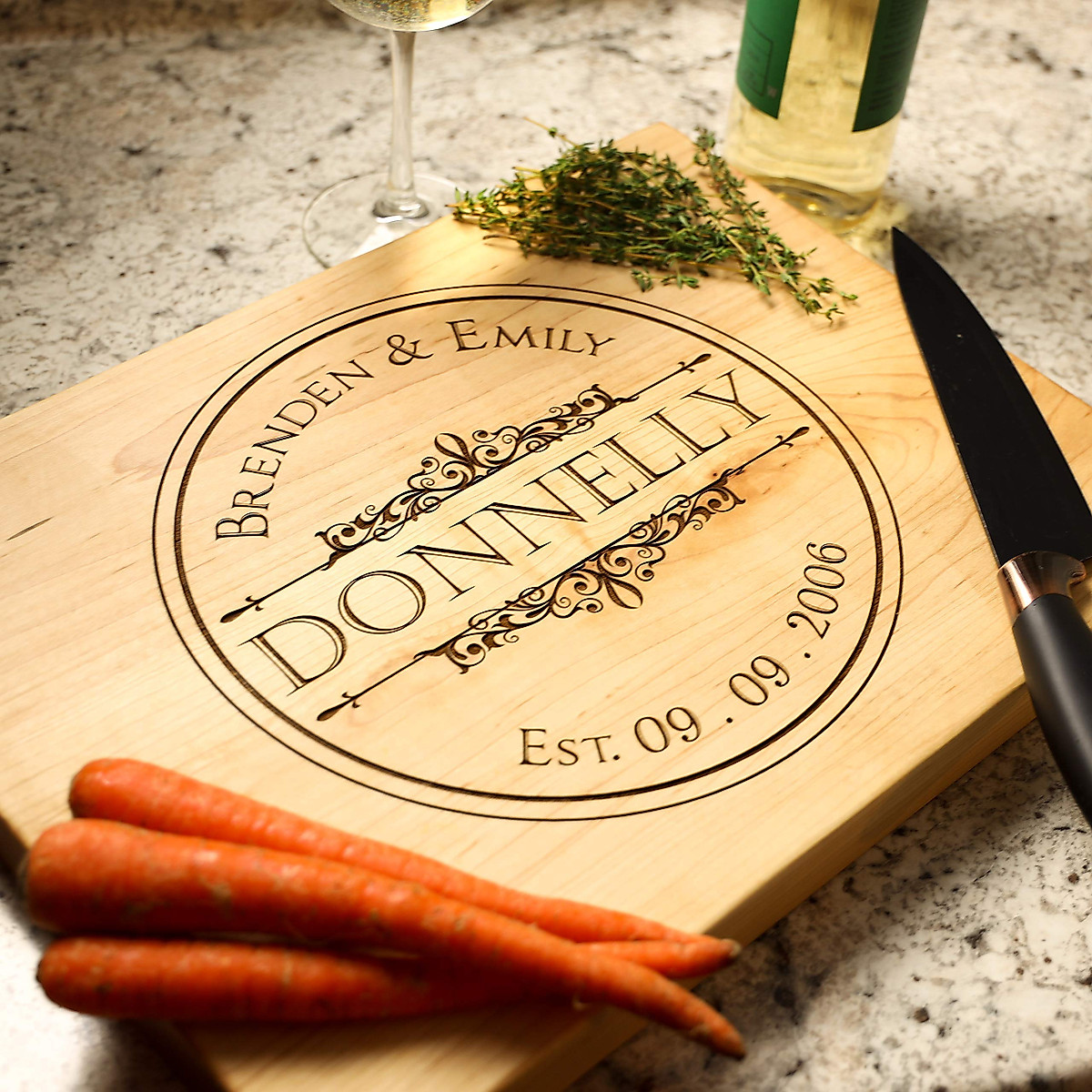 USA Handmade Wood Cutting Board Laser Etched With your Anniversary Date and Names! Sizes SM-XXL Wedding gifts, Anniversary Gifts, Christmas Gifts, or Bridal Shower Gifts By Naked Wood Works