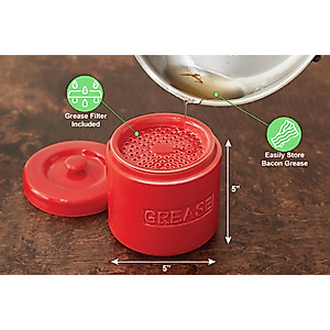 Fox Run Grease Container, 5 x 5 x 5.5 inches, Red