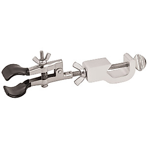 EISCO Burette Clamp with Bosshead/Test Tube Holder - PVC Coated Round Jaws, Opens up to 45mm