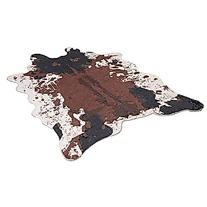 Cowhide Rug Faux Fur Rug Animal Print Non-Slip Backing Carpet For Bedroom, Office, Living Room, Rustic Western Home Decor Throw Rug Mat 56"W x 71"L