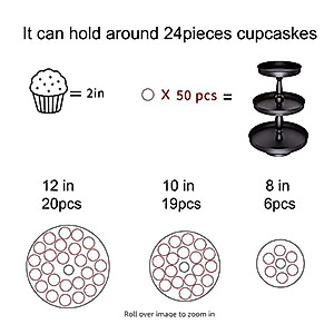 Weharnar Black Tier Tray Cupcake Stand for 50 Cupcakes, Metal Decorative Tier Serving Trays - 3 Tiered Tray Stand Cupcake Tower Holders for Anniversary Birthday Wedding Party