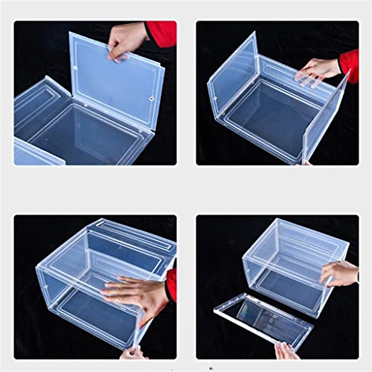 WALNUTA Clear Plastic Shoe Box with Magnetic Closure Stackable Storage Case Shoe Organizer Collection Display for Men Women (Color : B)