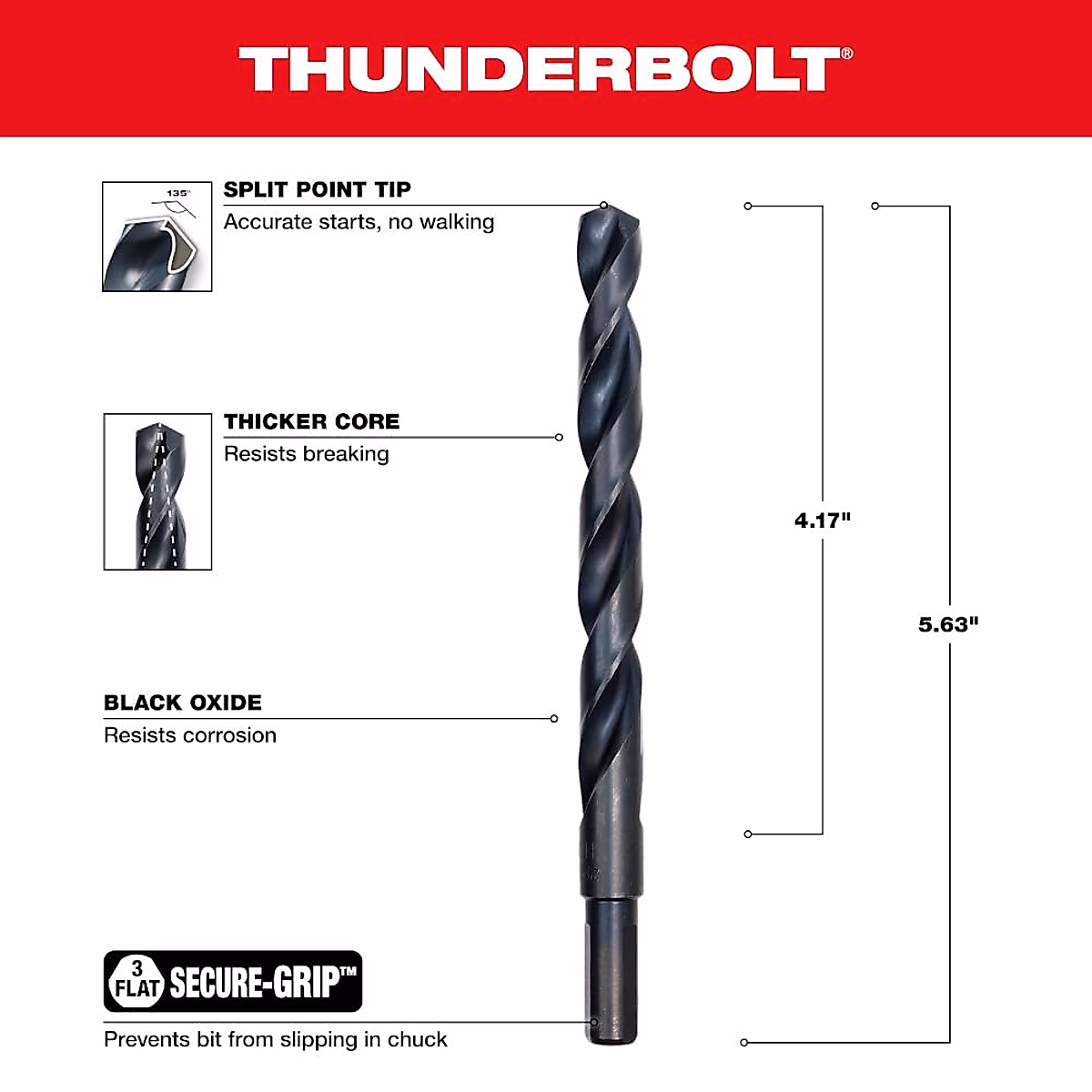 MILWAUKEE ELECTRIC TOOL 48-89-2735 Thunderbolt Bit 29/64" Black Oxide