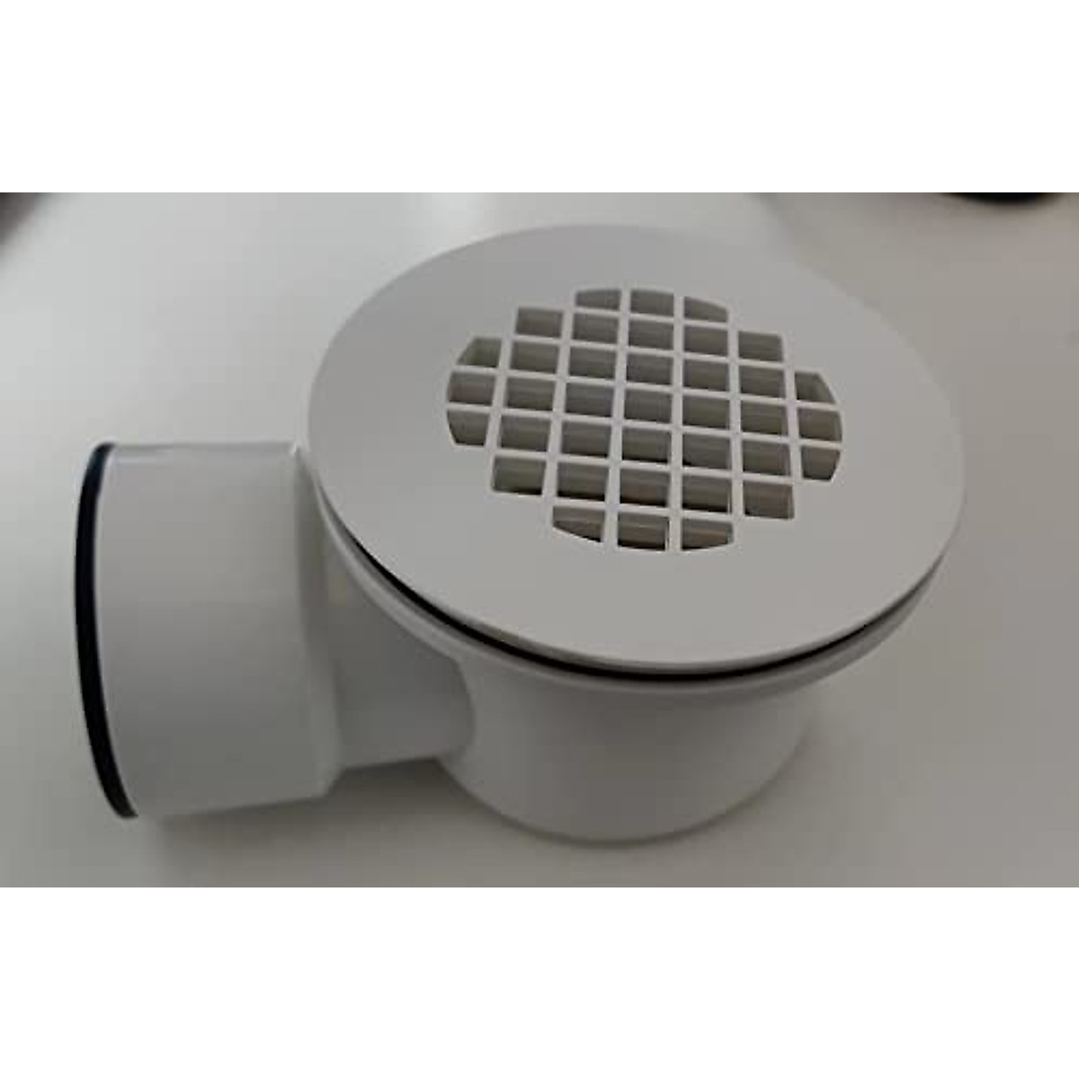 MUCOL Low Profile Shower Base Drain with Perforated Strainer, 2 '' Side Outlet Shower Drain, PVC Drain for Low Profile Shower Drain Trap and Side Outlet Drain Assembly.