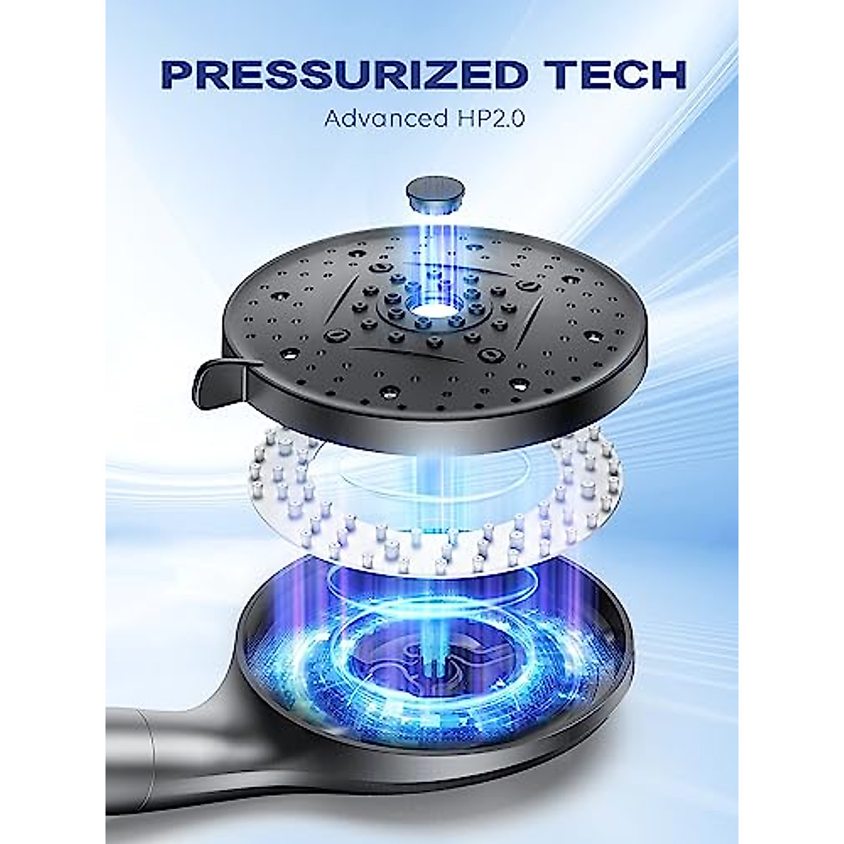 Filtered Shower Head, 5" Large, Extra Long 70" SS Hose,10-mode Detachable Shower Head Filter for Hard Water, High Pressure Handheld Shower Head for Bathroom, Anti-clog&Power Wash to Clean Tile & Pets