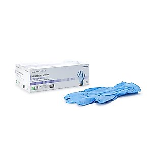 McKesson Confiderm 6.5CX Nitrile Exam Gloves - Powder-Free, Latex-Free, Ambidextrous, Texture, Chemo Tested, Light Blue, Extended Cuff, Size Medium, 100 Count, 10 Boxes, 1000 Total
