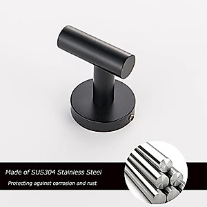 2 Pack Bath Towel Hooks Wall Mounted Robe Hook for Bathroom Kitchen SUS304 Stainless Steel Coat Clothes Hooks Rustproof (Matt Black) 2.2 x 1.97 x 2.52 Inch (6308)