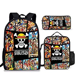 Xmednwp Cartoon School Backpack with Lunch Box Pencil Case Kids Backpack Travel Backpack for Boys Girls Gift