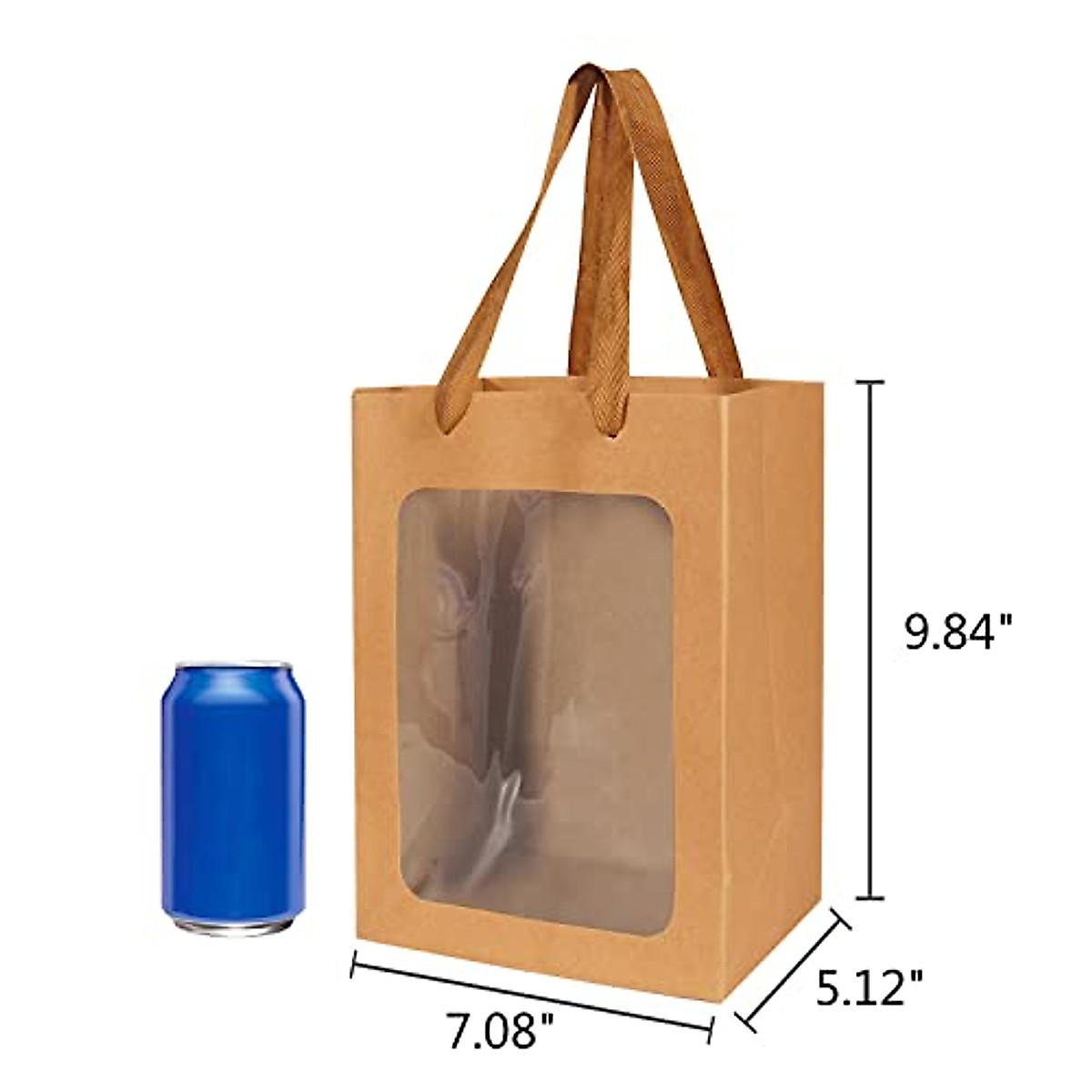 Edinstry Clear Gift Bags with Handles Medium Size Set with Transparent Window,Popcorn Paper Bags Wedding Bridal Baby Shower Birthday Party Valentine Anniversary Bags